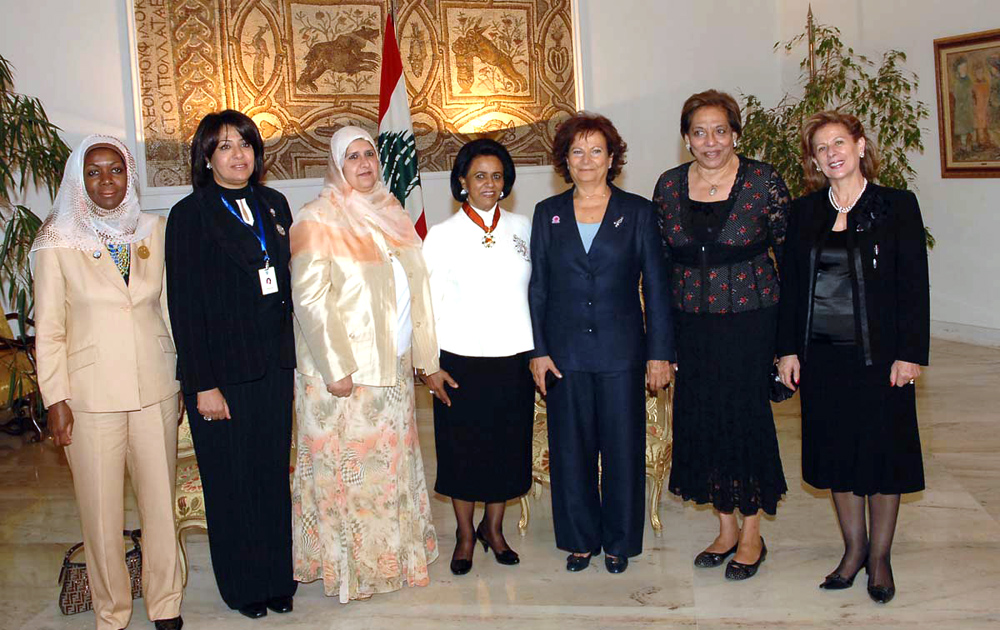 Sheikha Fareeha and her party met Lebanon's first lady Andree Emile Lahoud