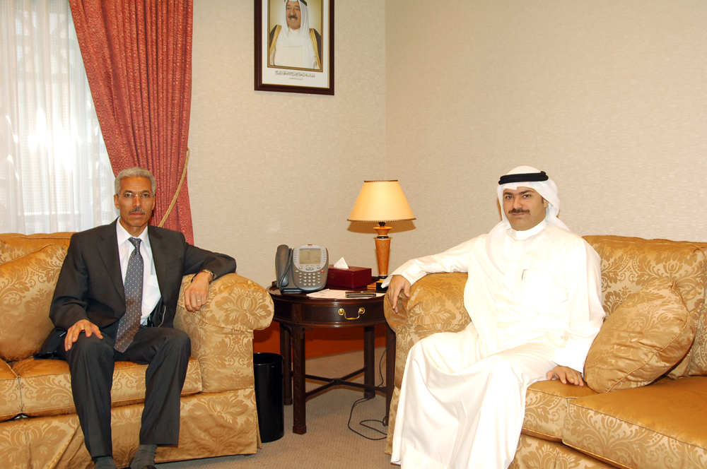 Chief of Amiri Protocols Sheikh Khaled Al-Abdullah Al-Nasser Al-Sabah with the Algerian ...
