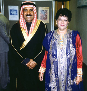 Head of Ghader Gallery Mahommad Al-Ghadiri and artist Thuraya Al-Baqsami